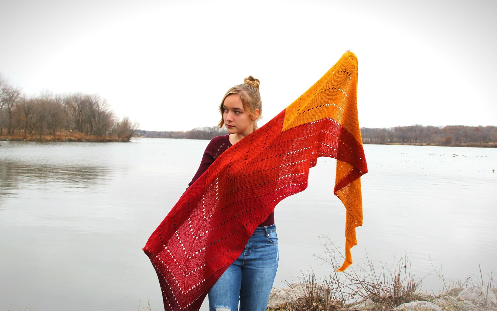 Kite Shawl Knitting Pattern, Ombré Triangle Wrap (PDF Pattern) - Etsy