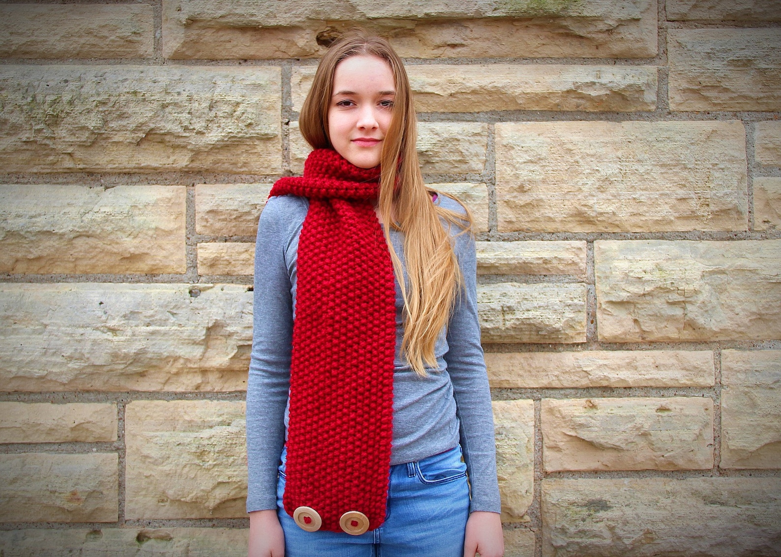 Button Scarf Pattern Knit Scarf Pattern Chunky Scarf - Etsy