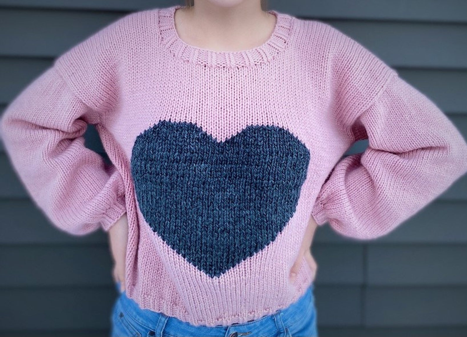Heart Sweater Pattern - Cropped Sweater Pattern - Knit Sweater Pattern ...