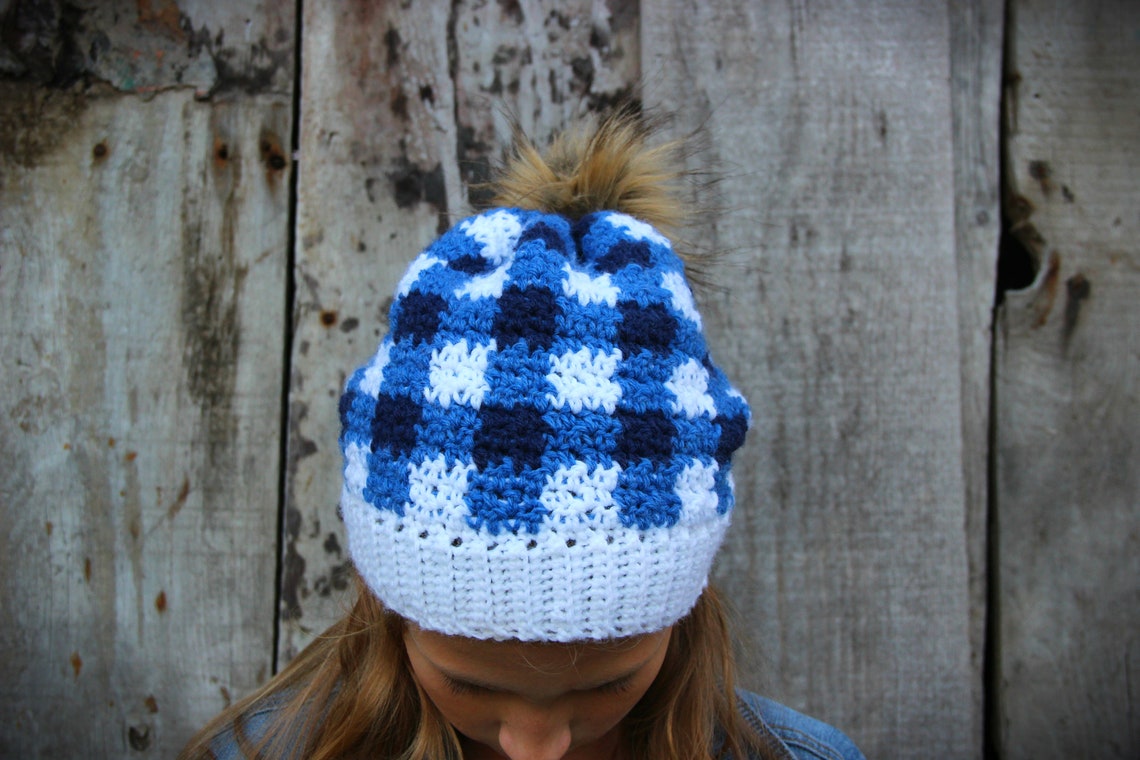 Plaid Crochet Hat Pattern, Toddler to Adult (PDF Pattern) - Etsy