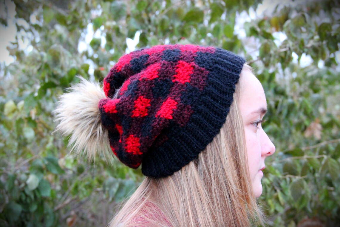 Downloadable Pattern, Plaid Hat Pattern, Crochet Hat Pattern, Plaid ...