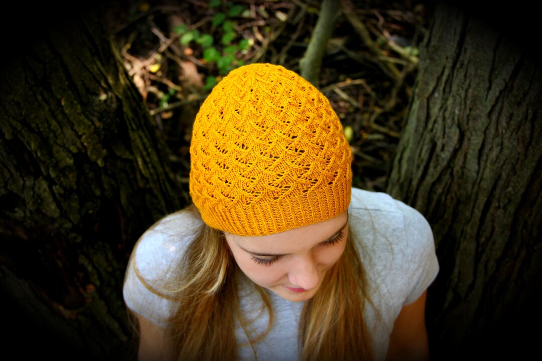 Downloadable Hat Pattern, Lace Beanie Knitting Pattern, Knit Hat ...