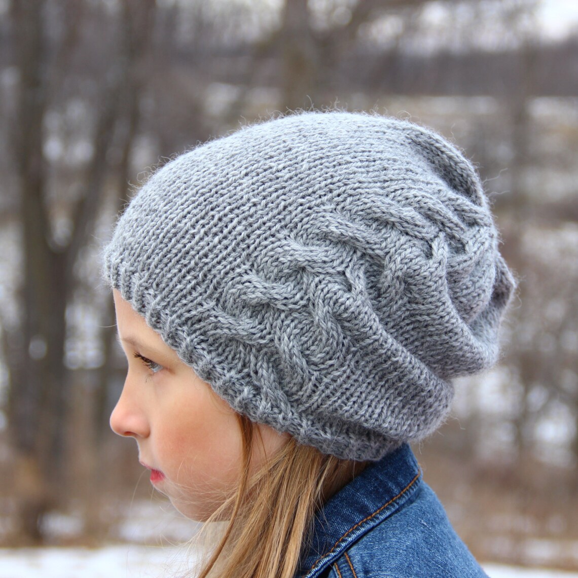Cable Hat Pattern, Slouchy Hat Pattern, Braided Hat Pattern, Winter Hat ...