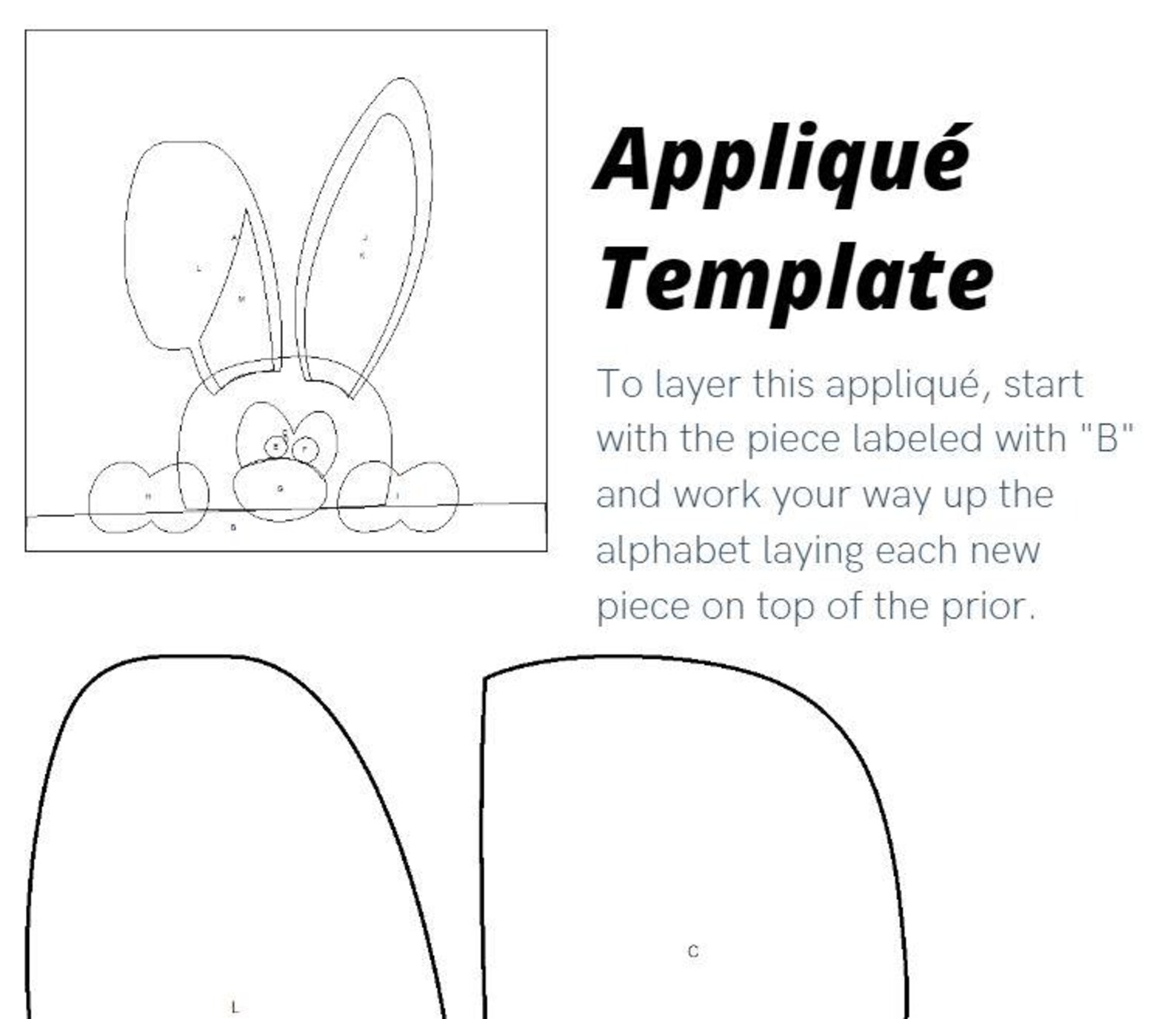 Peeking Bunny Applique Sewing Templates - Etsy