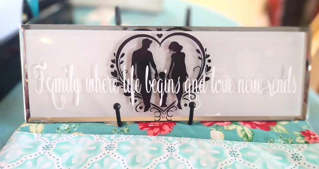 Glass Decor, Family Plaque, Beveled Frame, Home Decor, Decorations ...