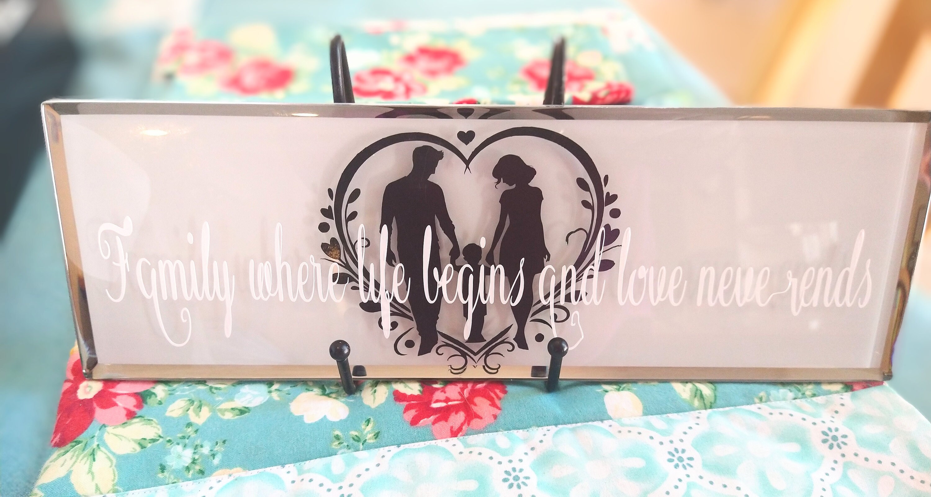 Glass Decor, Family Plaque, Beveled Frame, Home Decor, Decorations,gift ...