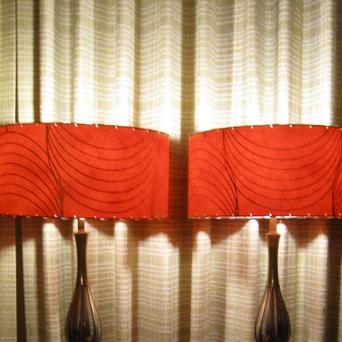 Mid Century Style Fiberglass Lamp Shade Retro Modern Red GLD - Etsy