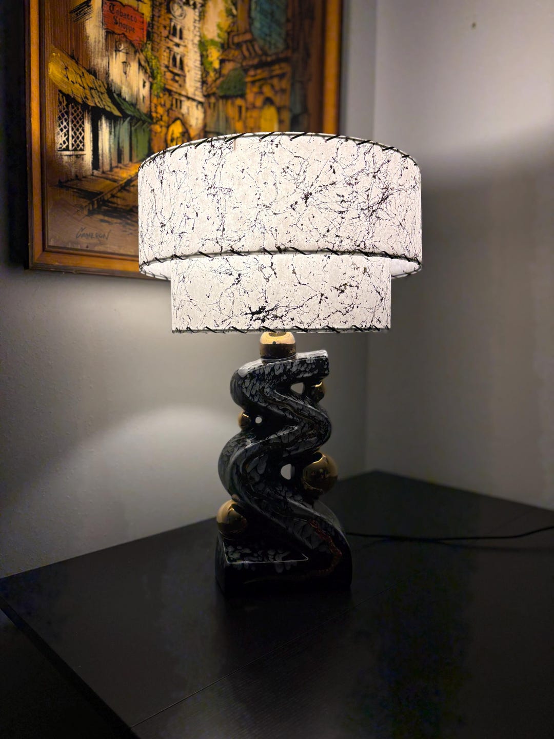 Mid Century Vintage Style 2 Tier Fiberglass Lamp Shade White With ...