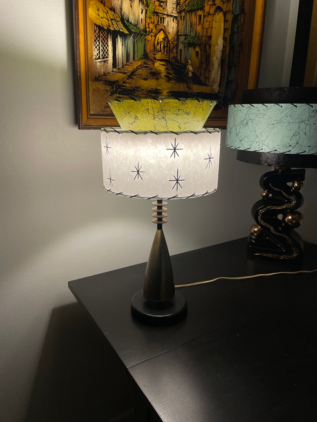 Mid Century Vintage Style Tapered 2 Tier Fiberglass Lamp Shade Modern ...