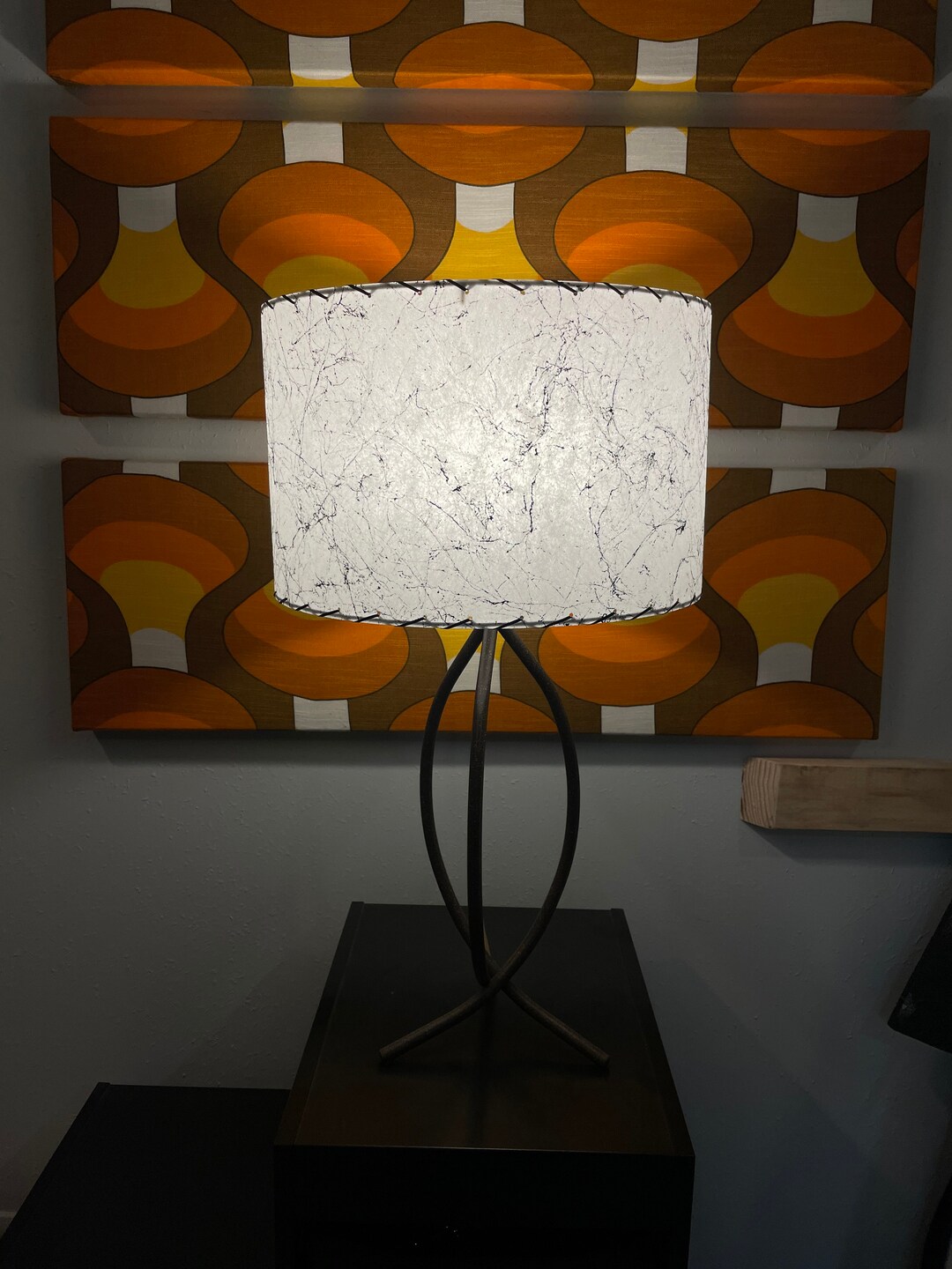Mid Century Style Fiberglass Lamp Shade Retro Modern White / Black ...