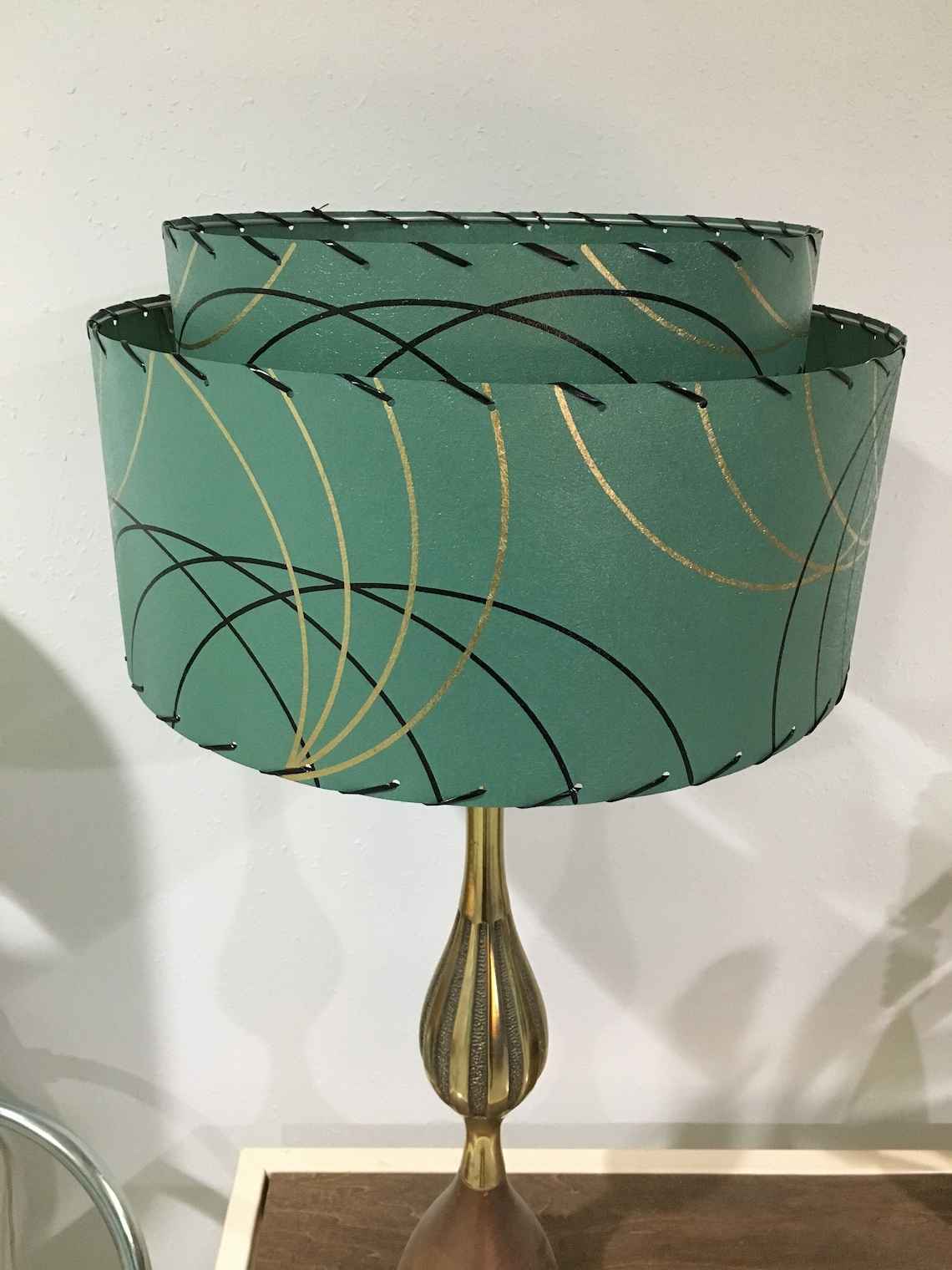 Mid Century Vintage Style 2 Tier Fiberglass Lamp Shade Modern Atomic ...