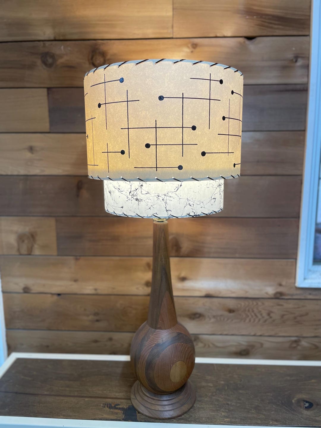Mid Century Vintage Style 2 Tier Fiberglass Lamp Shade Modern Atomic ...