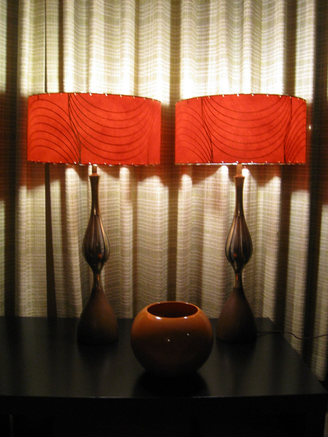 Mid Century Style Fiberglass Lamp Shade Retro Modern Red GLD ARC - Etsy