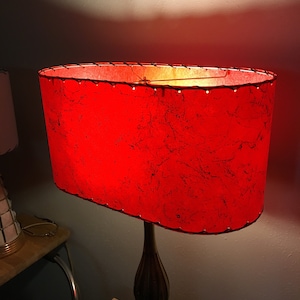 Mid Century Style Fiberglass Lamp Shade Retro Modern Oval Red W/b&g ...