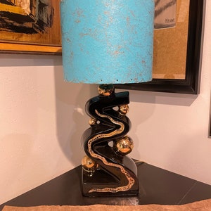 Mid Century Style Fiberglass Lamp Shade Retro Modern Turquoise / Gold ...