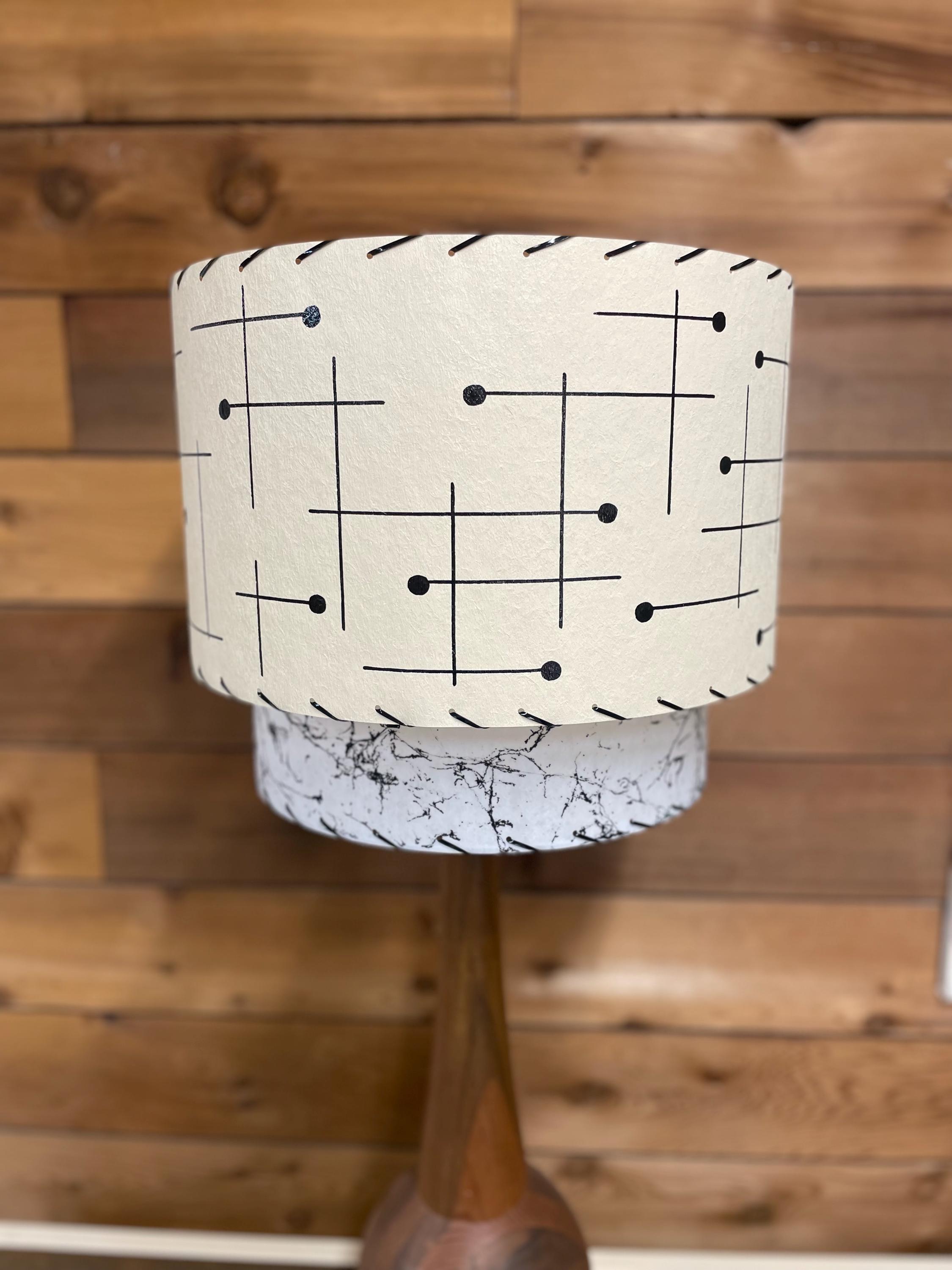 Mid Century Vintage Style 2 Tier Fiberglass Lamp Shade Modern Atomic ...