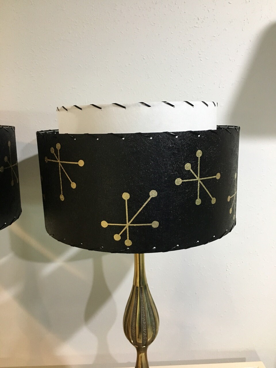 Vintage Mid Century Style Fiberglass 2 Tiered Lamp Shade Atomic Retro ...