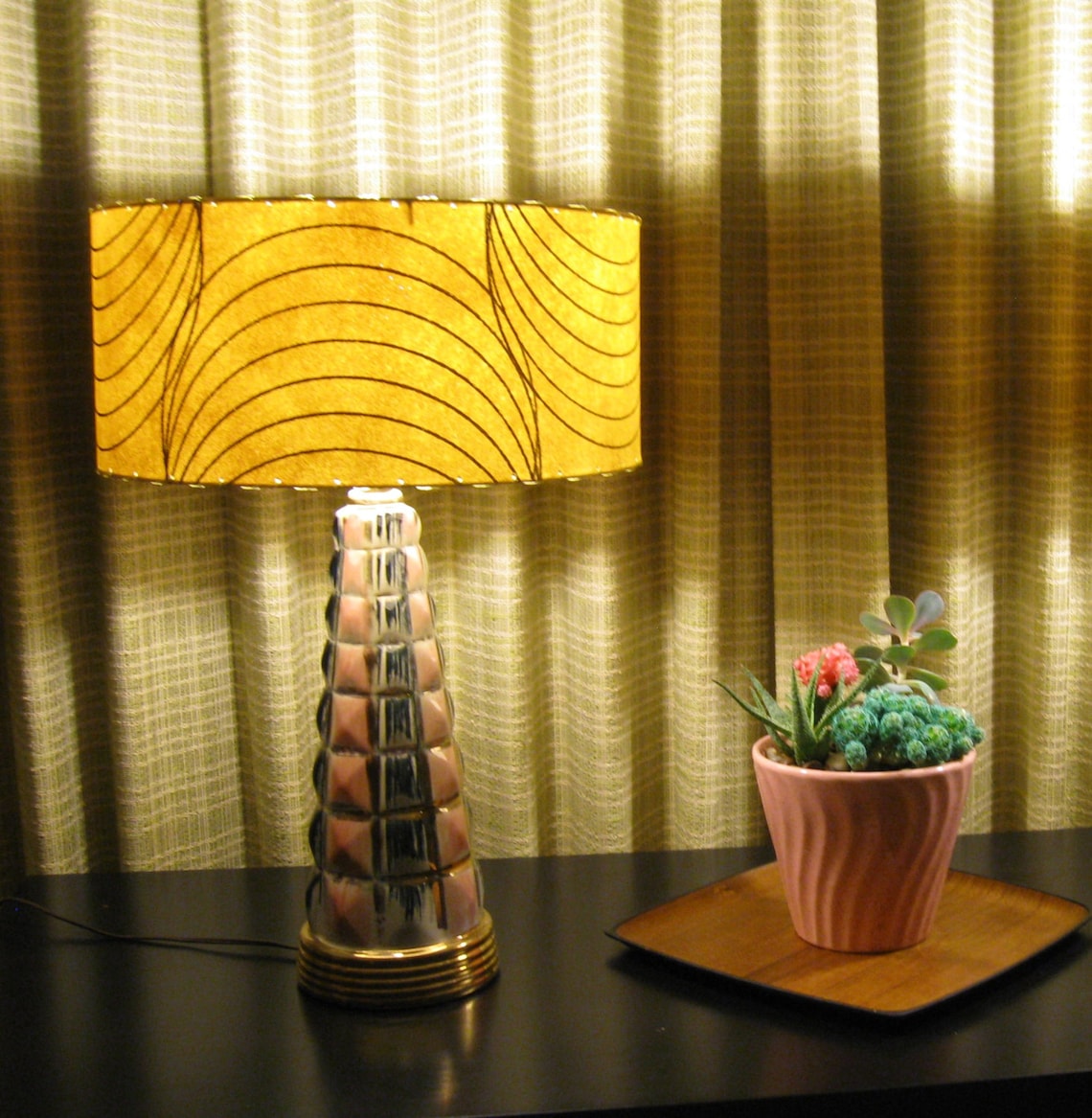 Mid Century Style Fiberglass Lamp Shade Retro Modern Ivory GLD ARC - Etsy