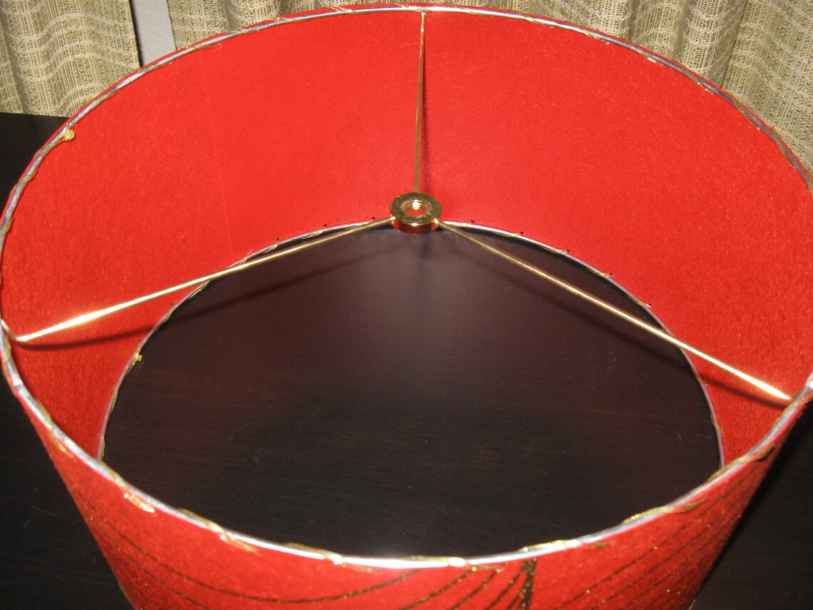 Mid Century Style Fiberglass Lamp Shade Retro Modern Red GLD ARC - Etsy