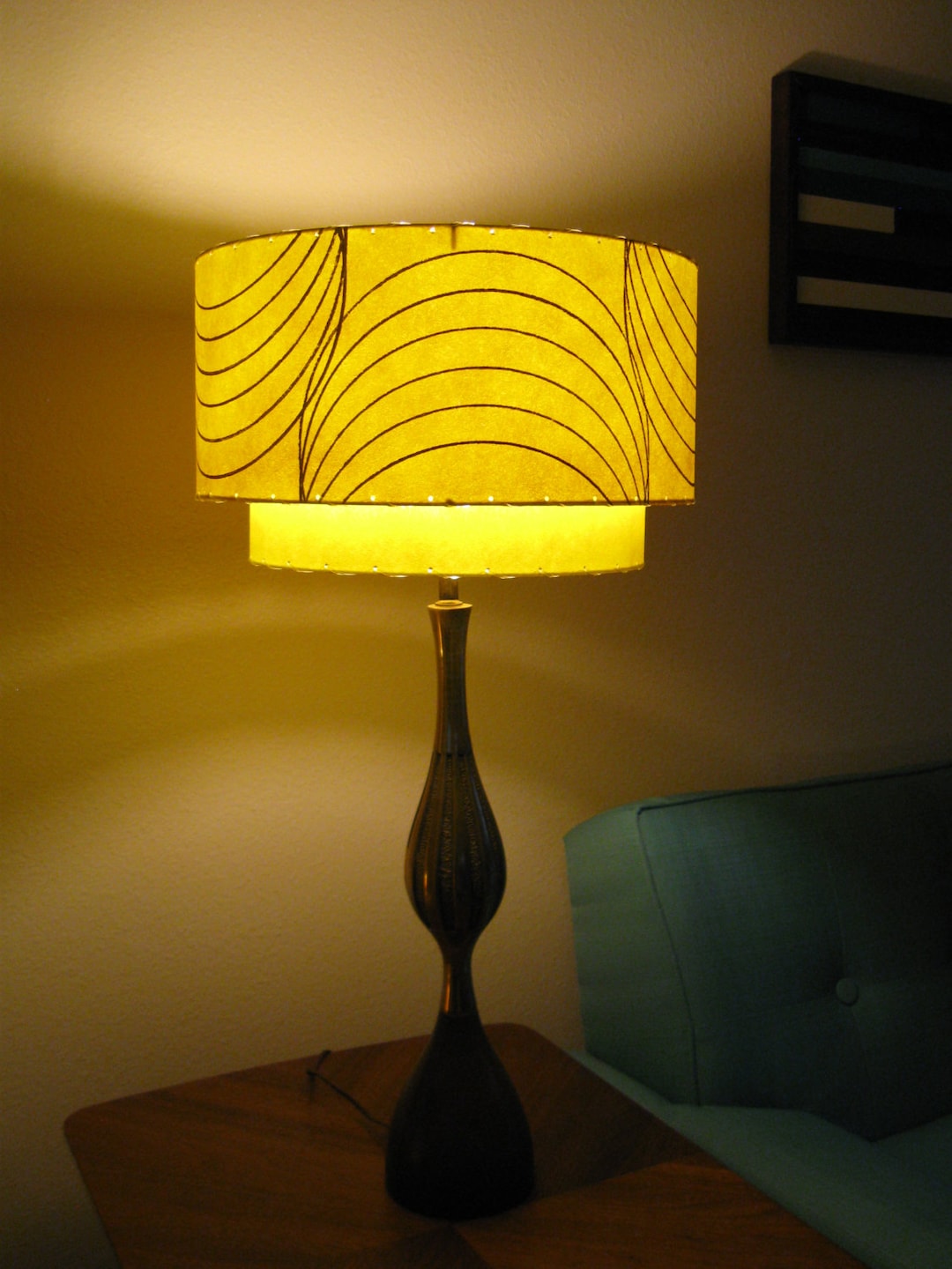 Mid Century Vintage Style 2 Tier Fiberglass Lamp Shade Modern Atomic ...