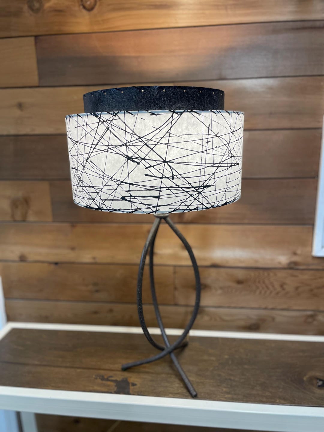 Mid Century Vintage Style 2 Tier Fiberglass Lamp Shade Modern Atomic ...