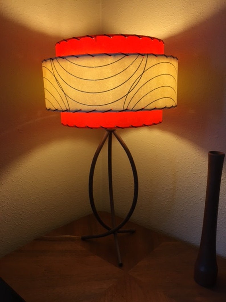 Vintage Mid Century Style Fiberglass Lamp Shade Modern Atomic Etsy