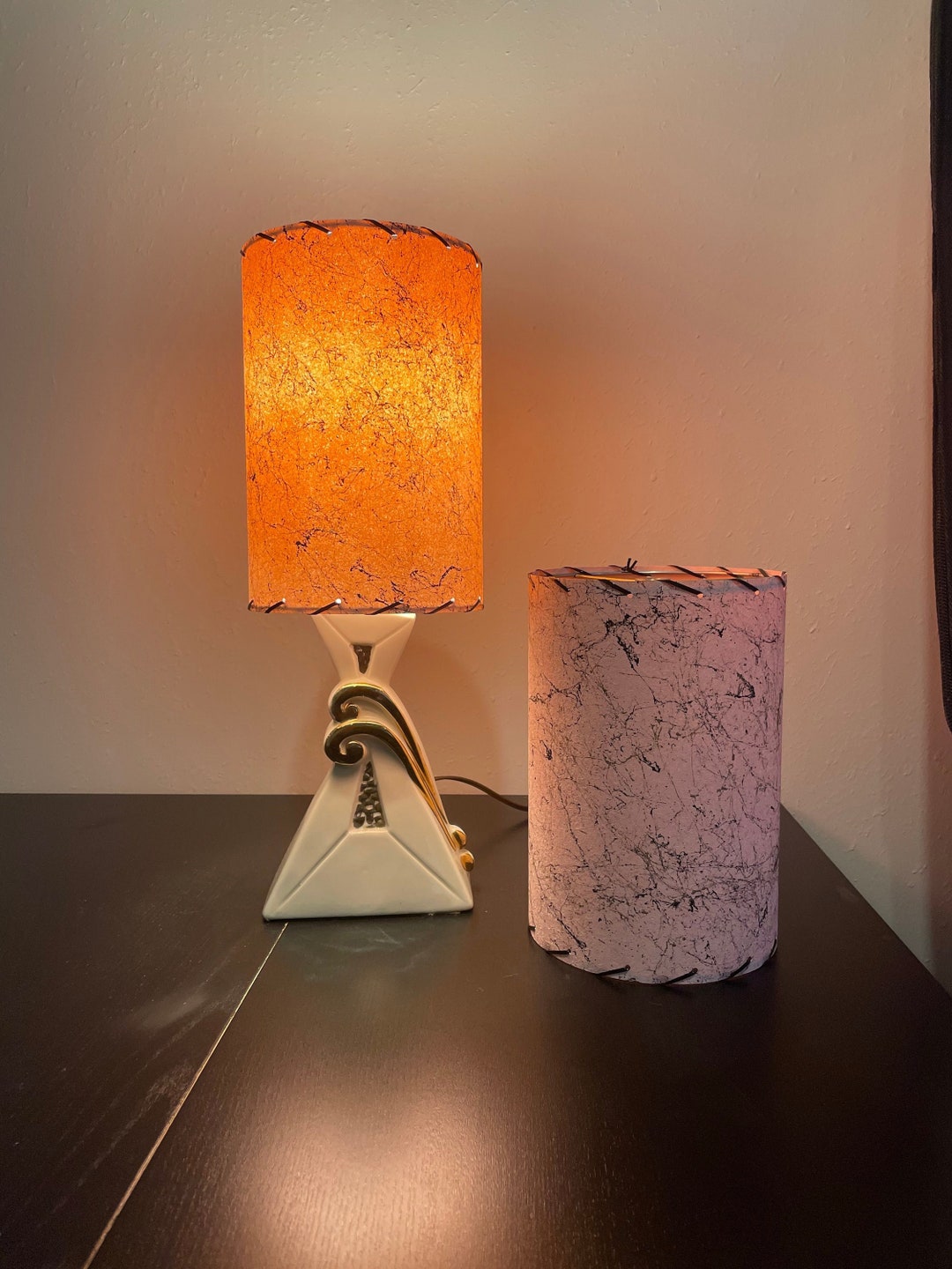 Custom Pair of Mid Century Style Fiberglass Lamp Shades Pink - Etsy