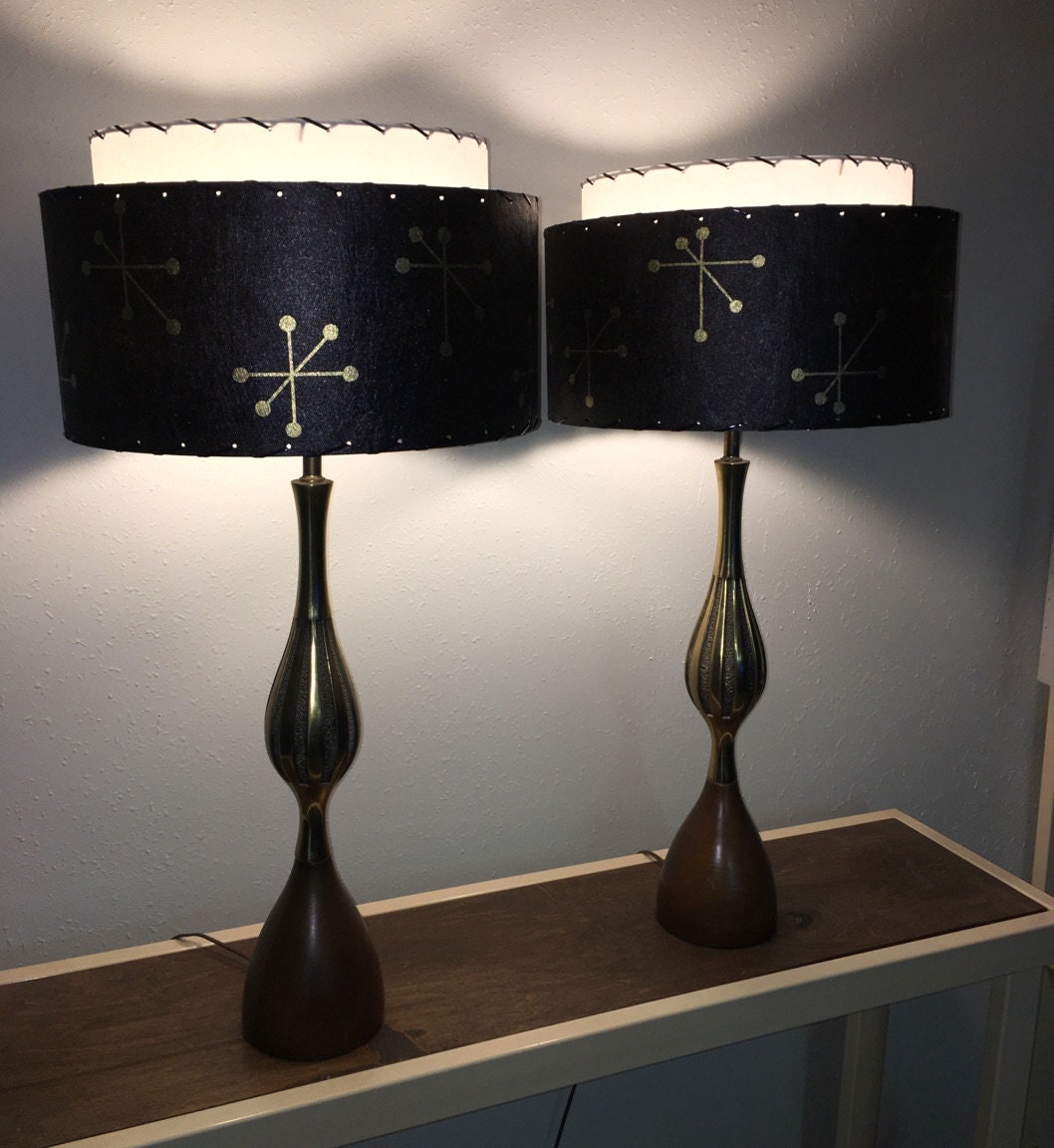 Vintage Mid Century Style Fiberglass 2 Tiered Lamp Shade Atomic Retro ...