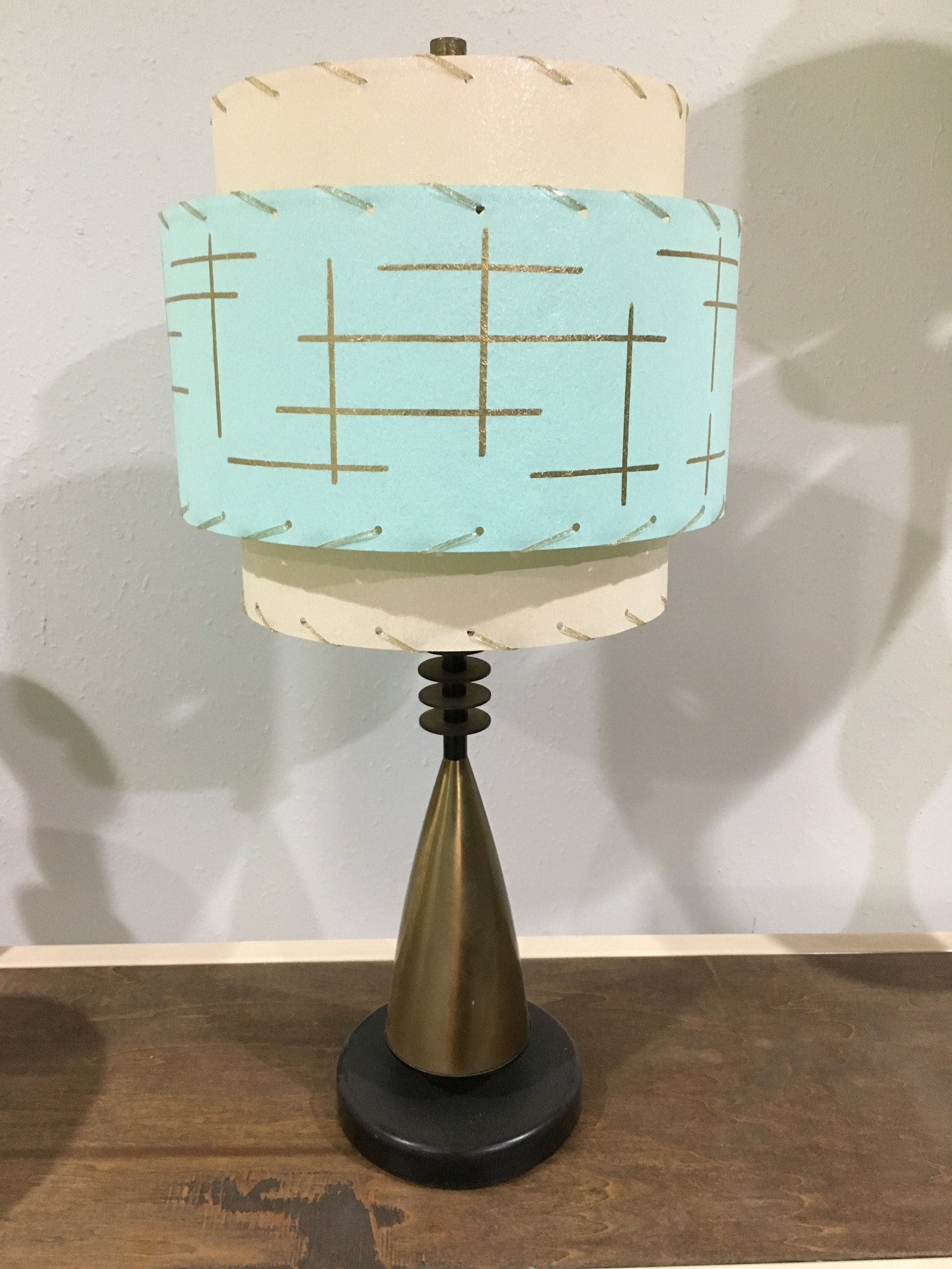 Vintage Mid Century Style Fiberglass Lamp Shade Modern Atomic Sea Foam ...
