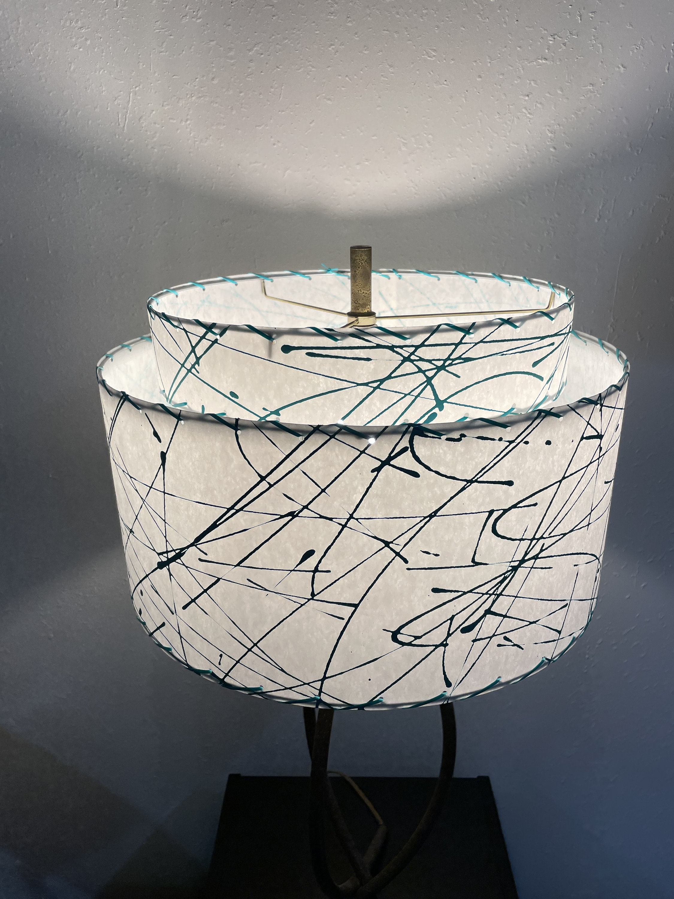 Mid Century Vintage Style 2 Tier Fiberglass Lamp Shade Modern Atomic ...