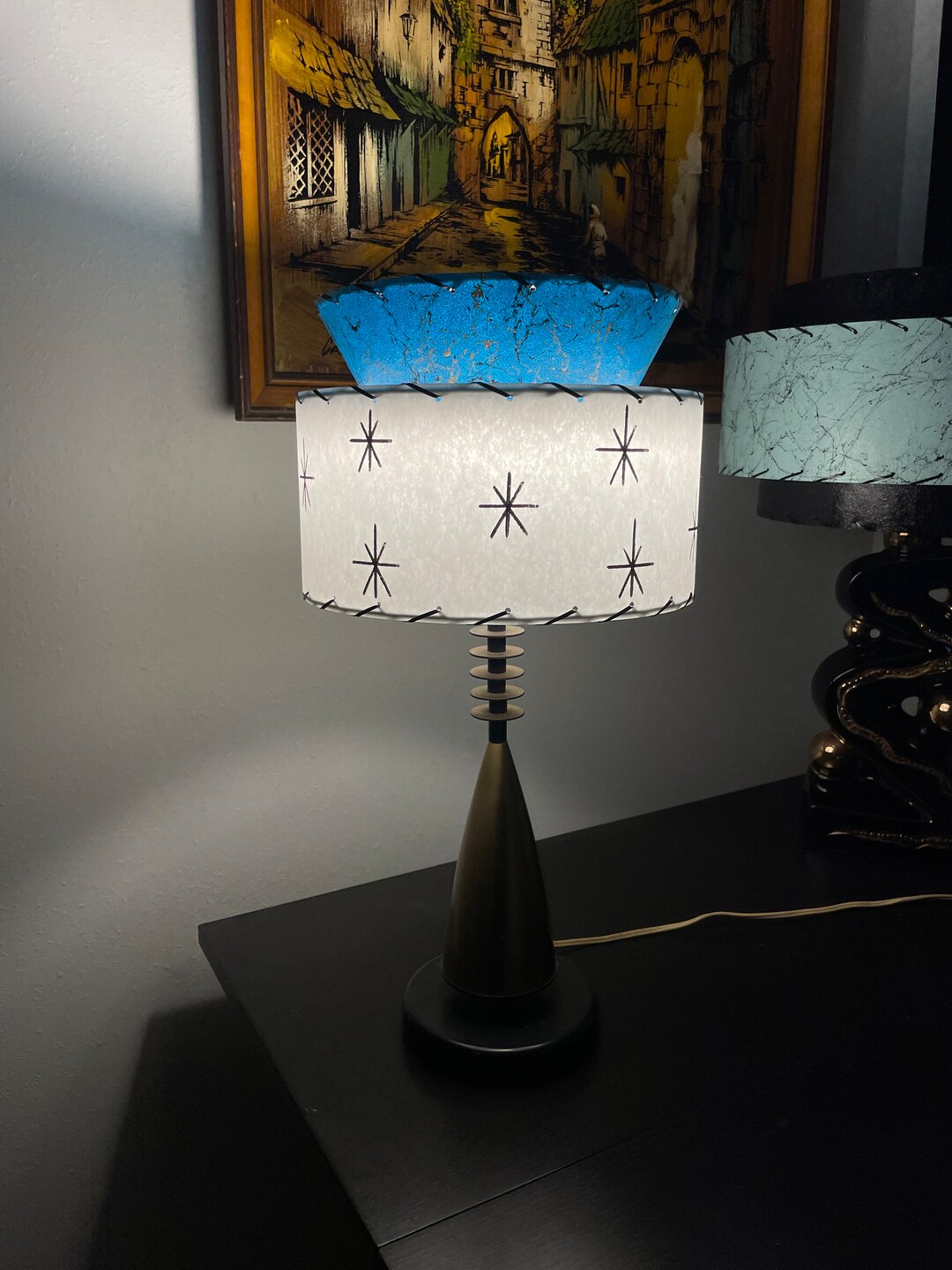 Mid Century Vintage Style Tapered 2 Tier Fiberglass Lamp Shade Modern ...