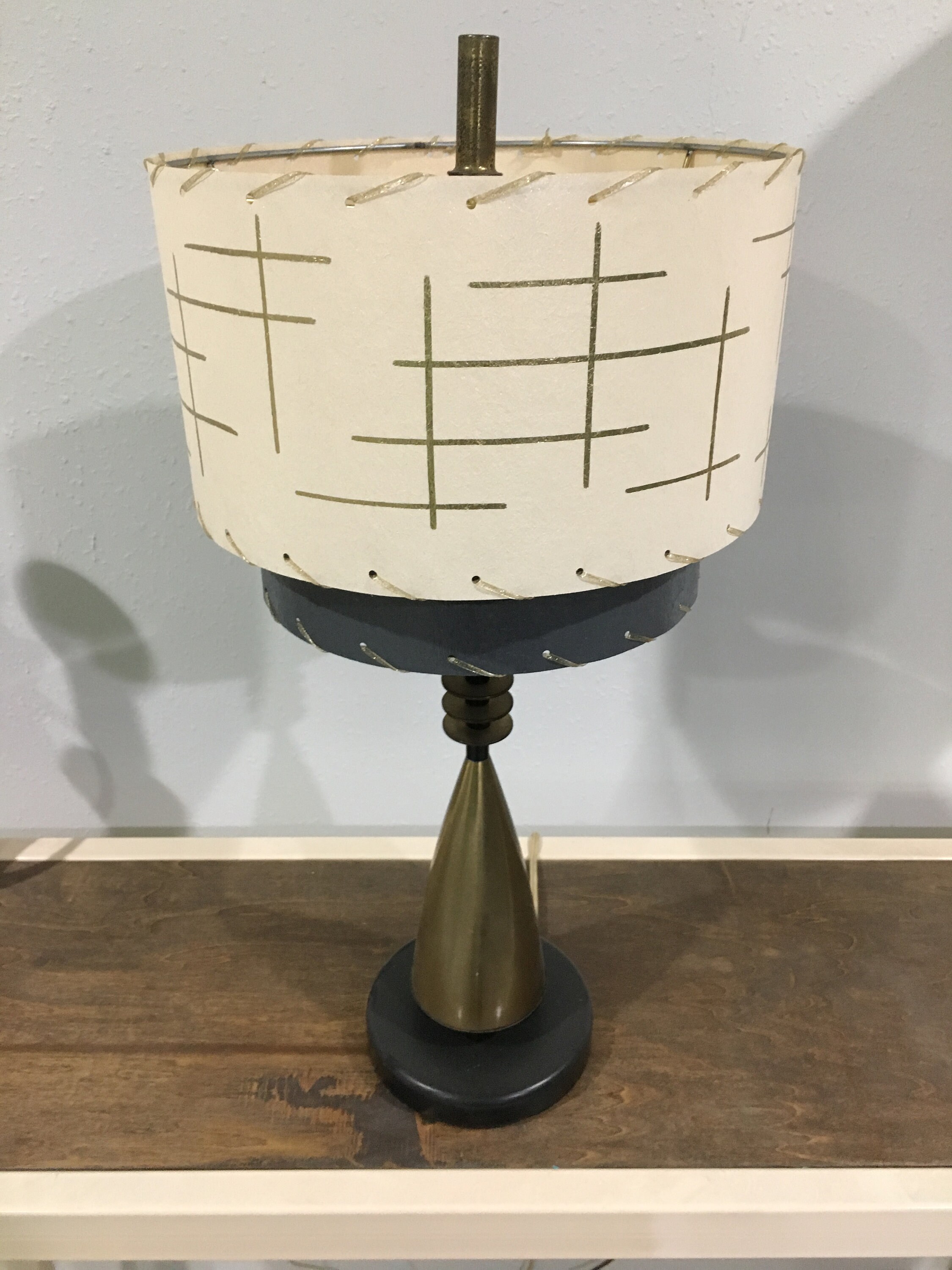 Mid Century Vintage Style 2 Tier Fiberglass Lamp Shade Modern Atomic ...