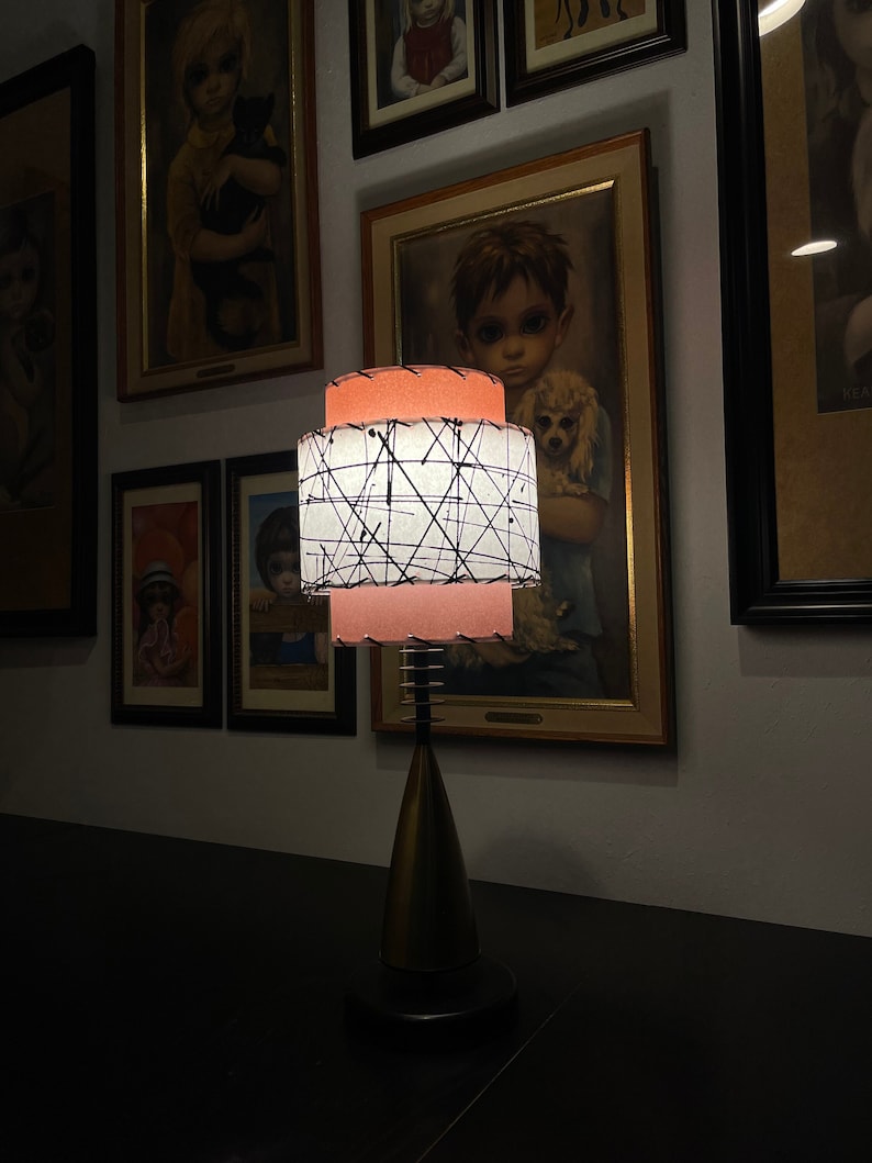 Vintage Mid Century Style Fiberglass Lamp Shade Modern Atomic Pink ...