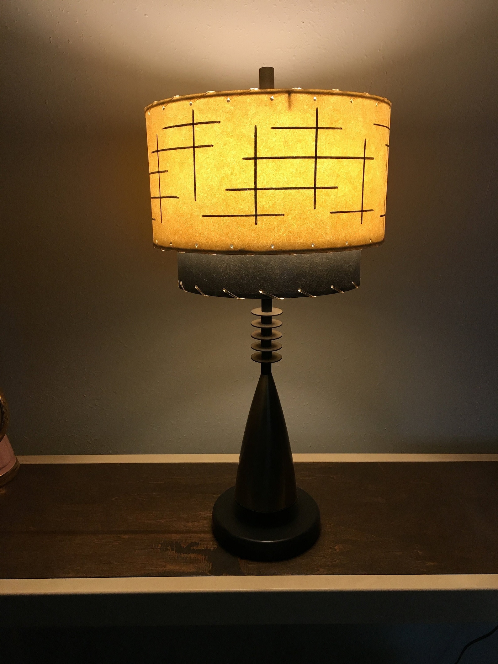 Mid Century Vintage Style 2 Tier Fiberglass Lamp Shade Modern Atomic ...