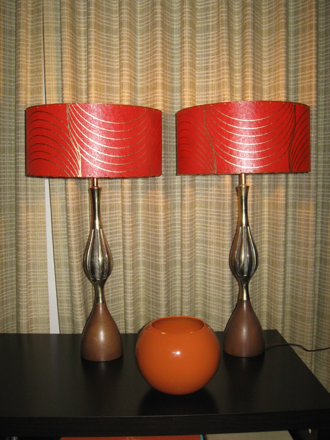 Mid Century Style Fiberglass Lamp Shade Retro Modern Red GLD ARC - Etsy