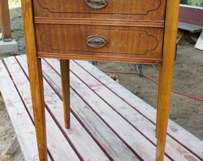 Small Wooden Telephone Stand With Door and Storage Entry Table Bathroom ...