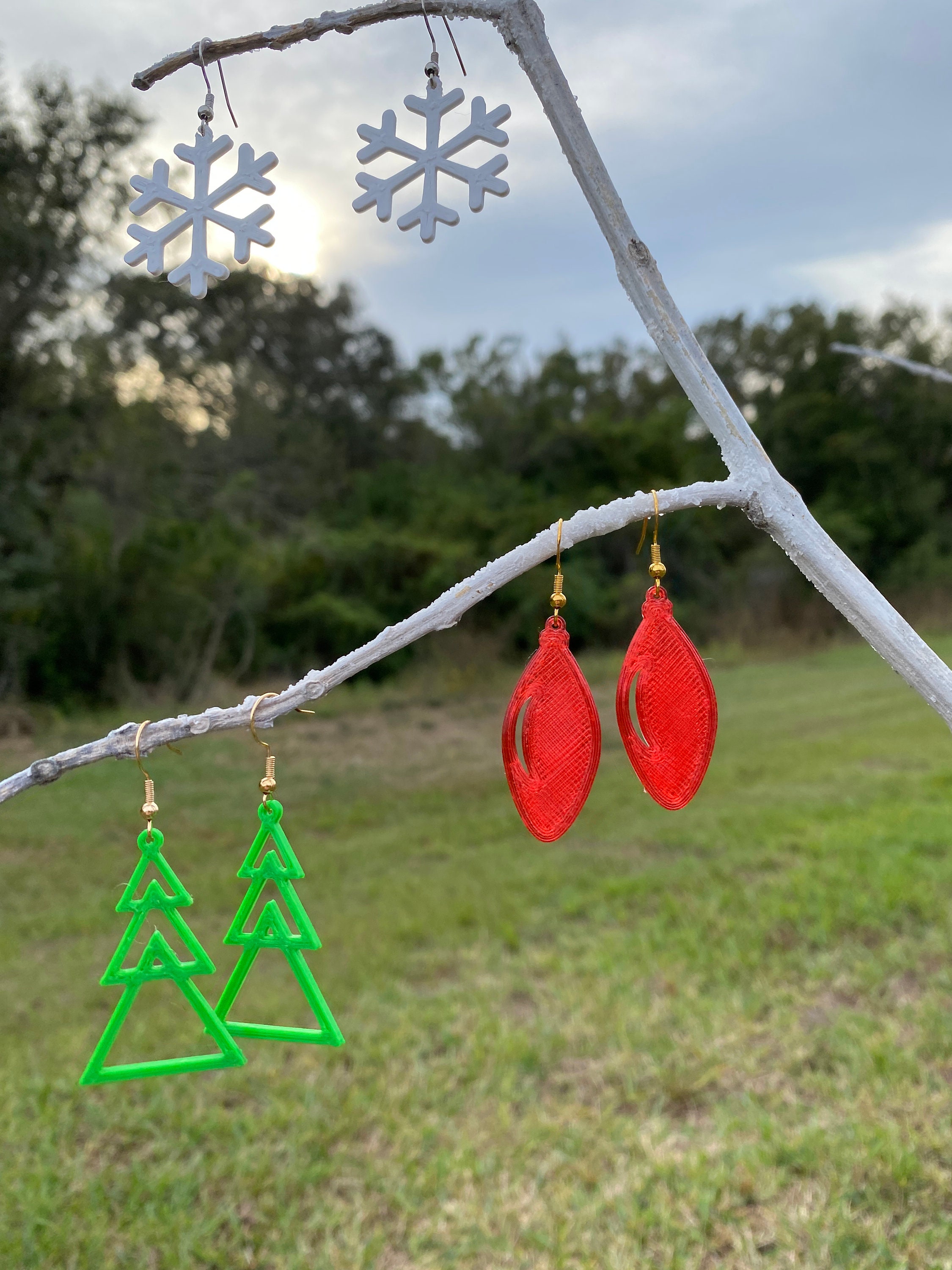 Set of Christmas Earrings 3D Printed - Etsy