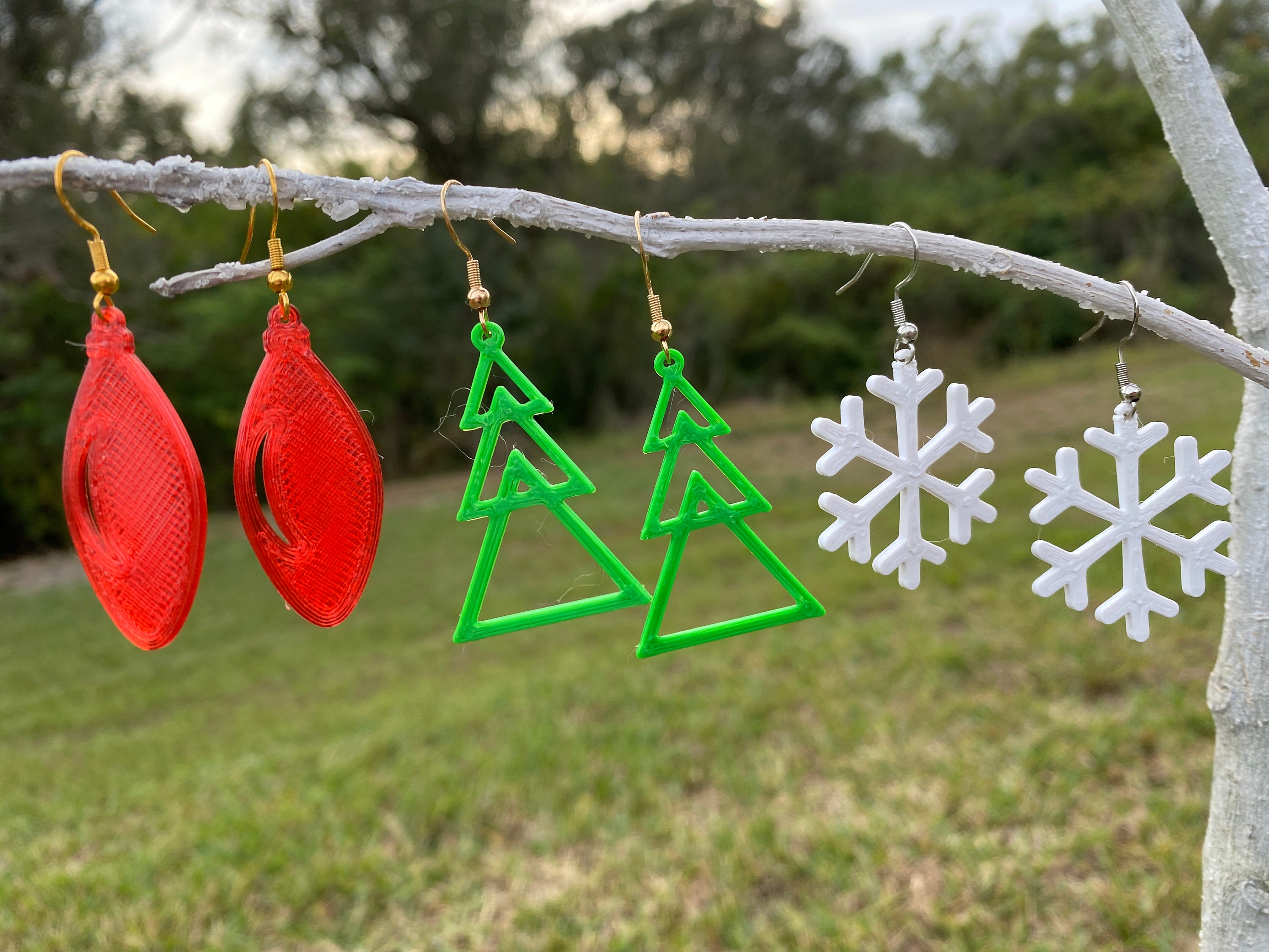 Set of Christmas Earrings 3D Printed - Etsy