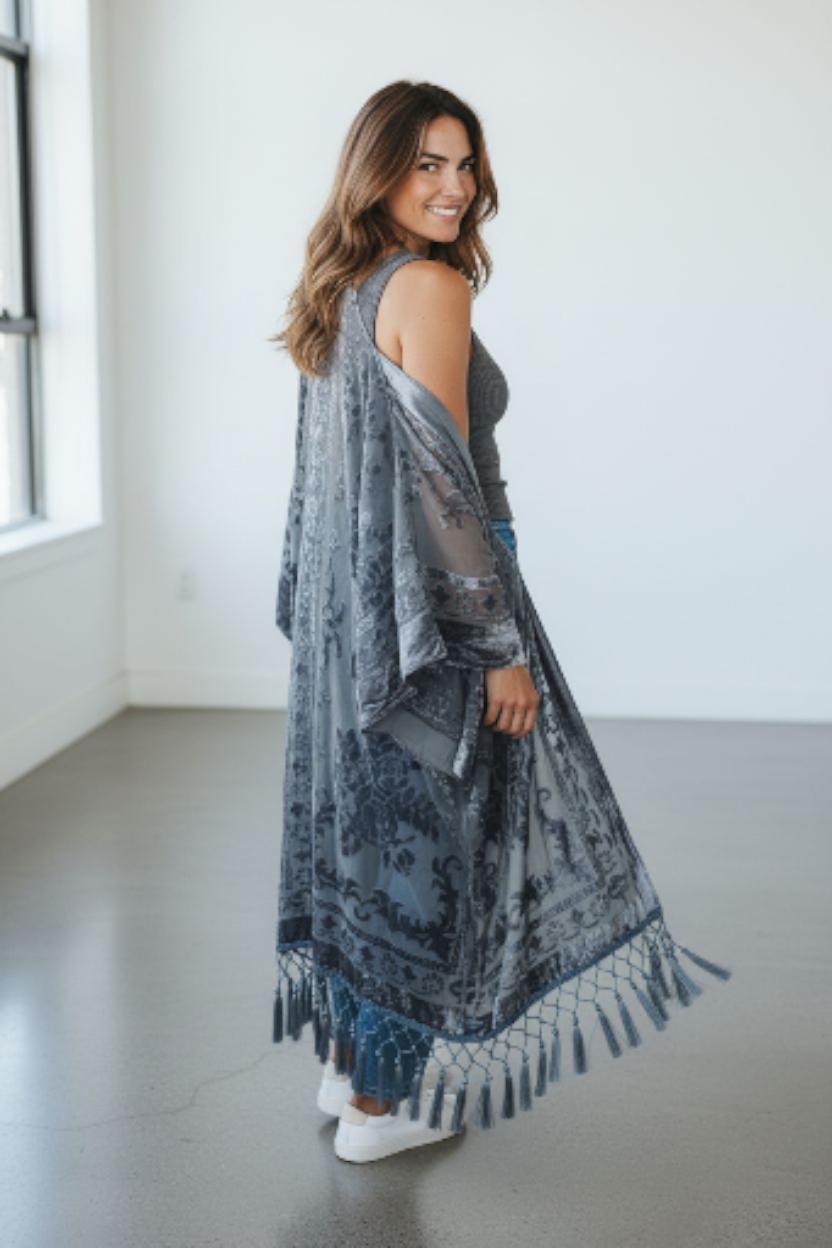 Women's Velvet Kimono Boho Kimono Style Black Color - Etsy