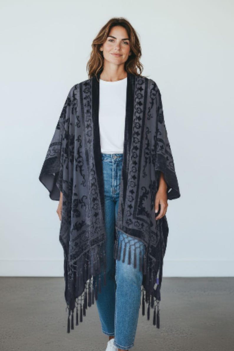 Women's Velvet Kimono Boho Kimono Style - Etsy
