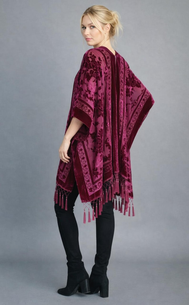 Women's Velvet Kimono Boho Kimono Style Black Color - Etsy