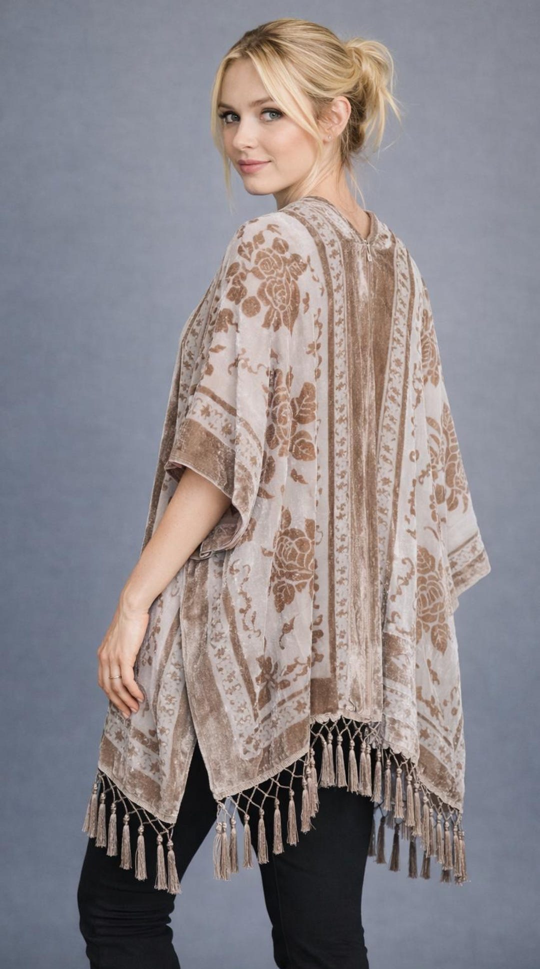 Women's Velvet Kimono Boho Kimono Style Black Color - Etsy