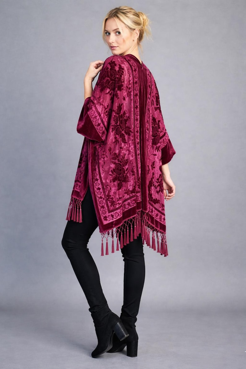 Women's Velvet Kimono Boho Kimono Style Black Color - Etsy