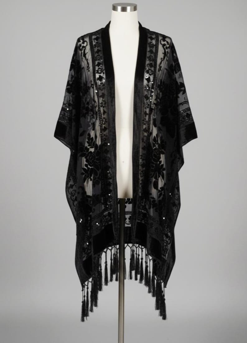 Women's Velvet Kimono Boho Kimono Style Black Color - Etsy