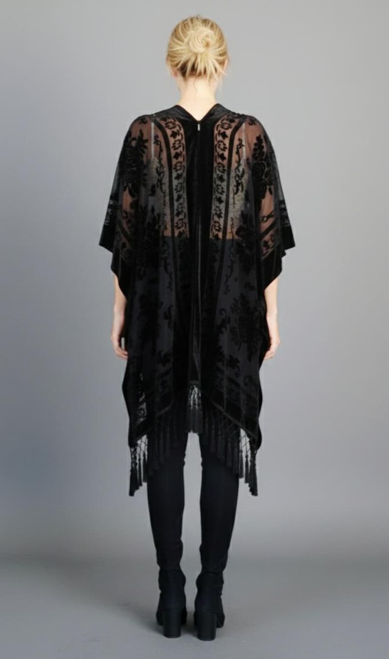 Women's Velvet Kimono Boho Kimono Style Black Color - Etsy