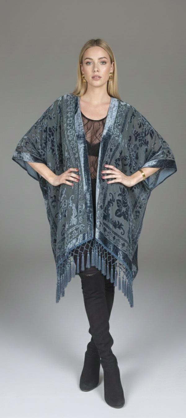 Women's Velvet Kimono Boho Kimono Style Grey Color - Etsy