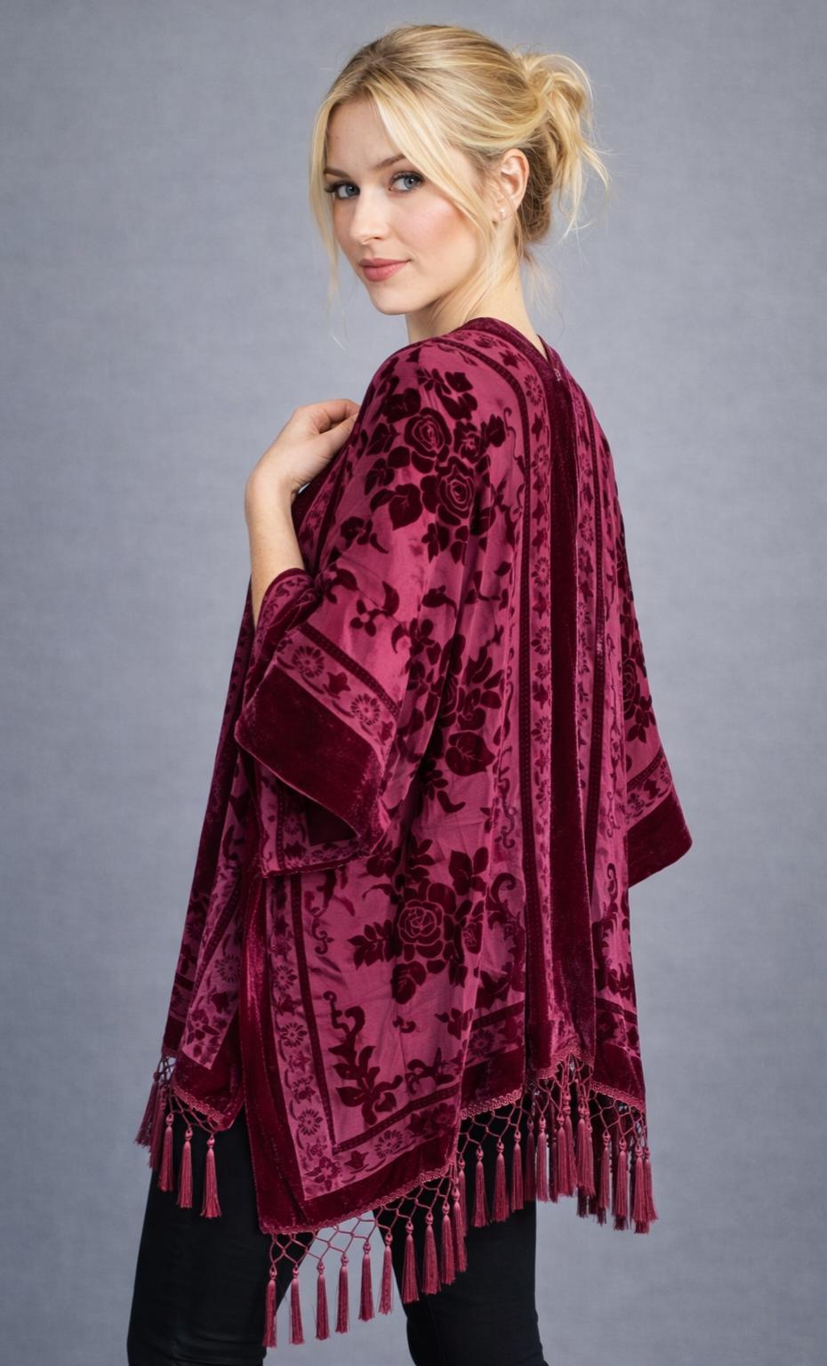 Women's Velvet Kimono Boho Kimono Style Black Color - Etsy
