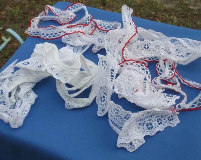 Lot of White & Red Eyelet Trim Pieces - Etsy