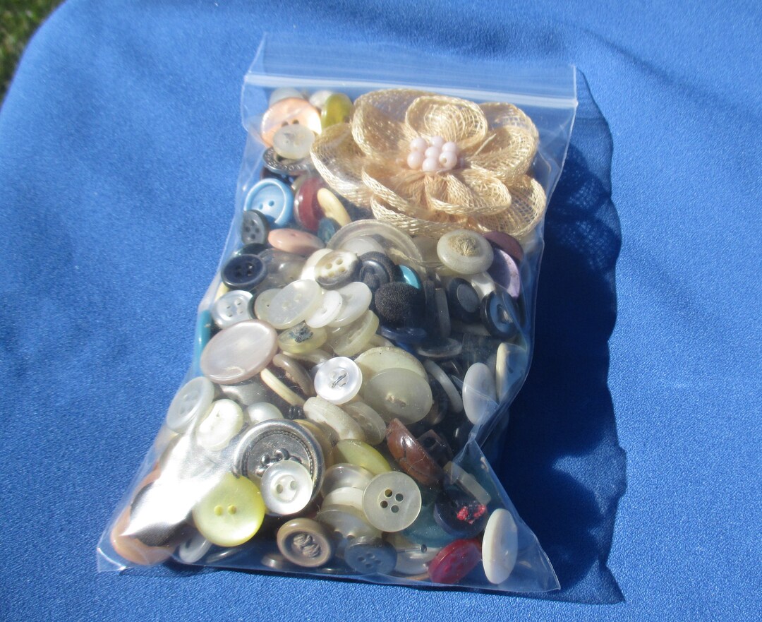 Bag of Assorted Buttons, Snap Pieces, Flower Embellishment - Etsy