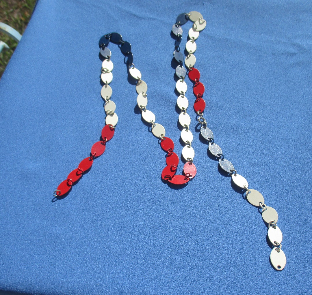 Broken Oval Red White & Blue Chain Necklace Repair, Repurpose - Etsy